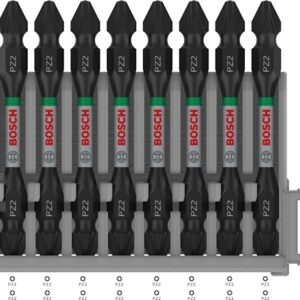 Bosch Professional 8pcs. Double Screwdriver Bit Set Pozidriv (Impact Control, 8 x PZ2-PZ2 Bits, Length 65mm, Pick and Click, Accessory Impact Drill)