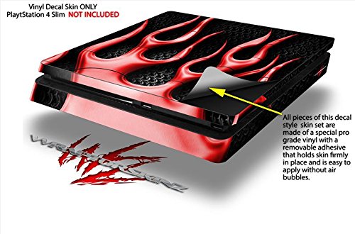 Vinyl Decal Skin Wrap compatible with Sony PlayStation 4 Slim Console Metal Flames Red (PS4 NOT INCLUDED)