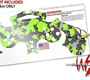 WraptorSkinz Skin Compatible with Sony PS4 Dualshock Controller PlayStation 4 Original Slim and Pro WraptorCamo Old School Camouflage Camo Lime Green (Controller NOT Included)