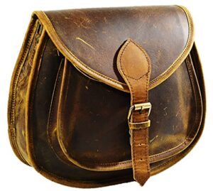 satchel and fable handmade women leather vintage brown cross body shoulder bag (small, brown)