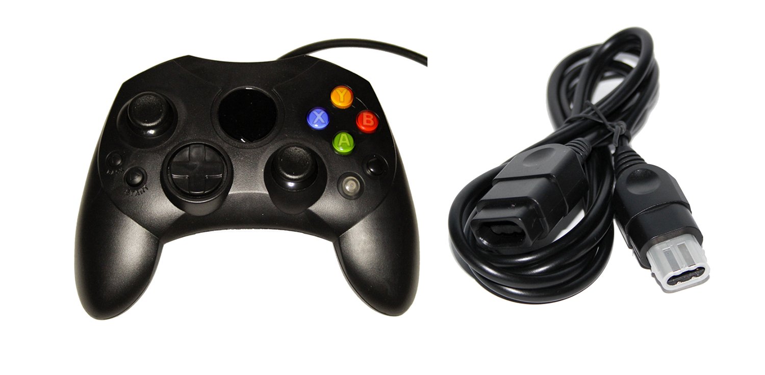 Black XBox Original Controller Bundle - Controller and Extension Cable - by Mars Devices