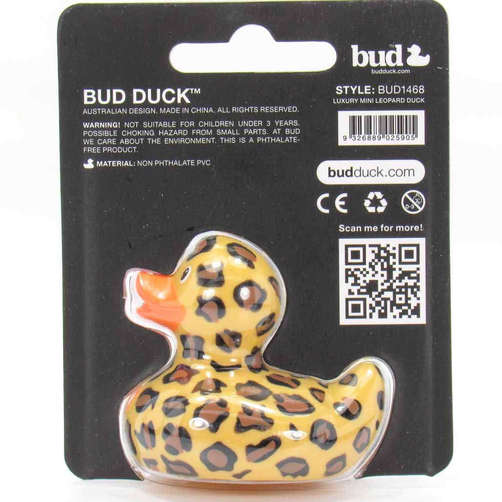 Leopard (mini) Rubber Duck Bath Toy by Bud Duck | Elegant Gift Packaging -"Let's vogue!" | Child Safe | Collectable