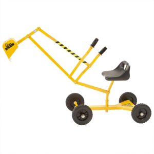 big dig metal rolling sandbox sand digger excavator crane with 360 degree rotation base for children 3 years old and up, yellow