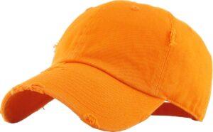 kbethos kbe-vintage org vintage washed cotton baseball cap, orange