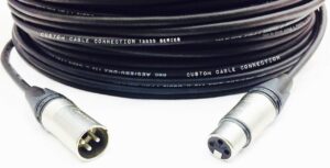 200 foot 3-pin xlr 24 awg (gauge) dmx512 data cable male to female for stage lighting, led uplights, dj lights and dmx512 controller- made by custom cable connection