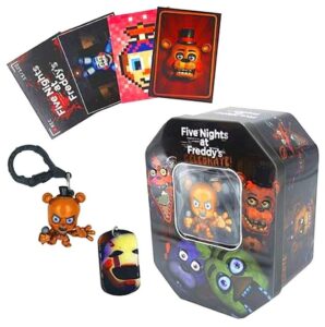 five nights at freddy's collectable dog tag trading card and key chain tin set