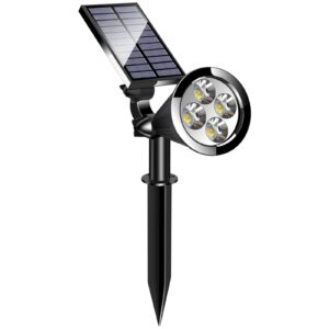 hoont 2-in-1 bright outdoor led solar spotlight/solar powered light for patio, entrance, landscape, garden, driveway, lawn, etc./ great for accents, security lighting, etc. [upgraded version]