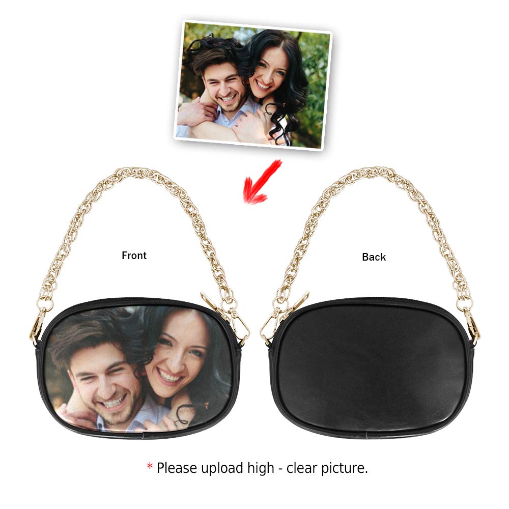 Personalized Custom Wallet for Women Print Image Photo or Name, Chain Purse