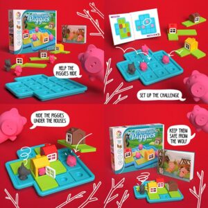 SmartGames Three Little Piggies - Deluxe Cognitive Skill-Building Puzzle Game featuring 48 Playful Challenges for Ages 3+