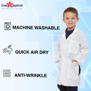 Dress Up America Lab Coat for Kids - Doctor's White Lab Coat Costume for Girls and Boys - 3/4 Length Lightweight Lab Coat