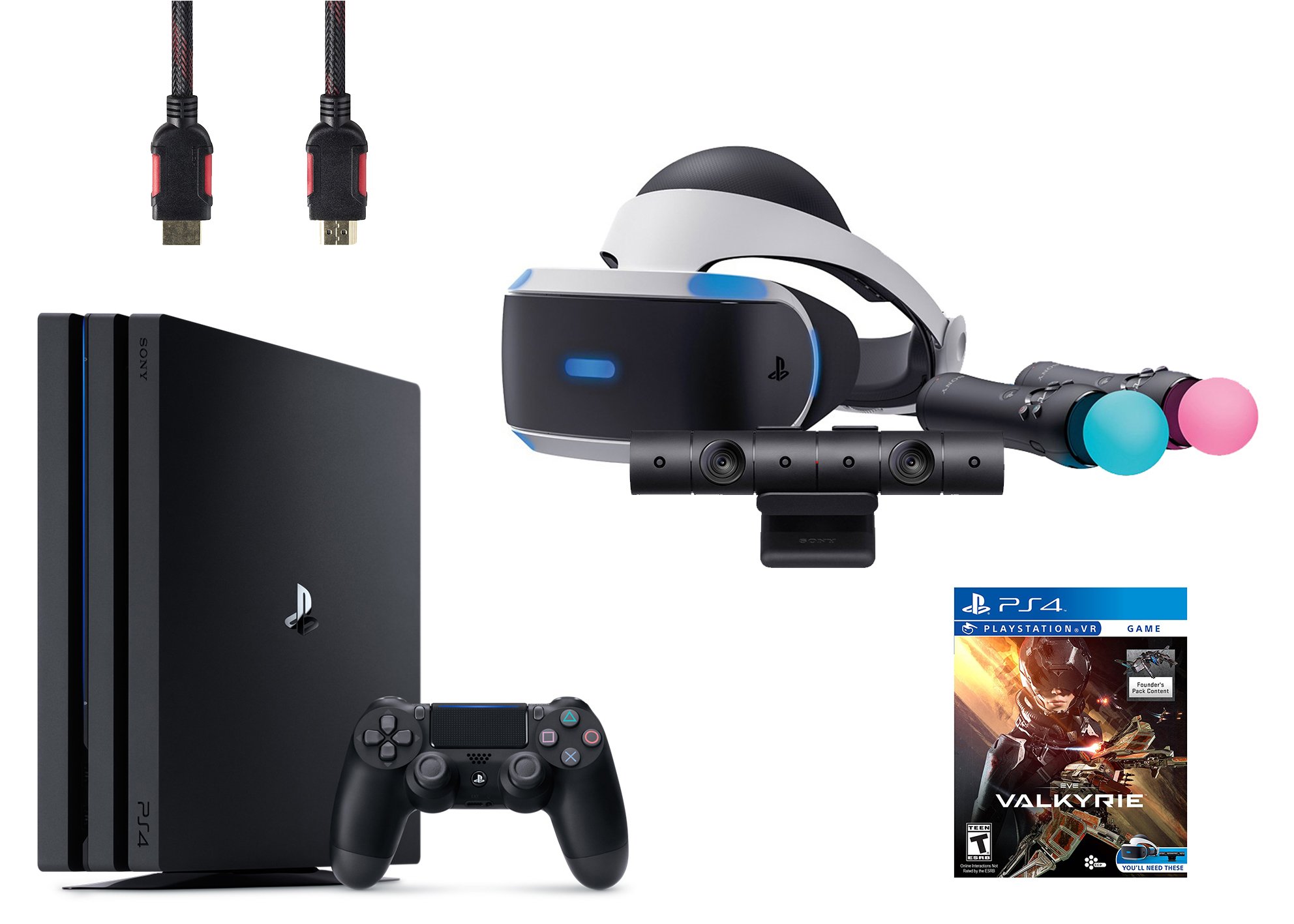 PlayStation VR Start Bundle 5 Items:VR Headset,Move Controller,PlayStation Camera Motion Sensor,PlayStation 4 Pro 1TB,VR Game Disc PSVR EV-Valkyrie