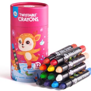 jar melo jumbo crayons for toddlers, 12 colors twistable crayons non toxic washable crayons, easy to hold silky large crayons, safe for babies and children, gift for boys and girls back to school