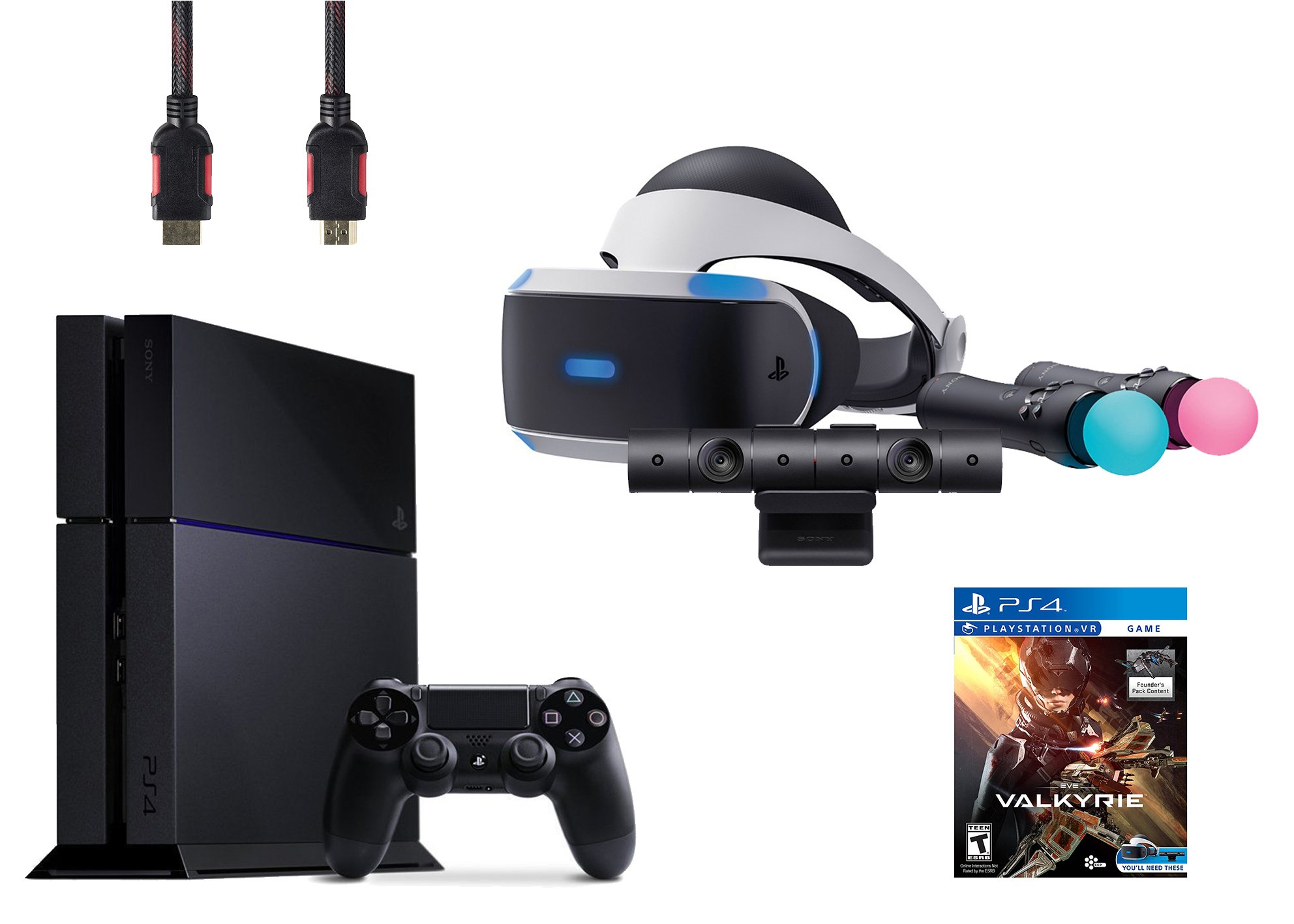 PlayStation VR Start Bundle 5 Items:VR Headset,Move Controller,PlayStation Camera Motion Sensor,PlayStation 4 Pro 1TB,VR Game Disc PSVR EV-Valkyrie