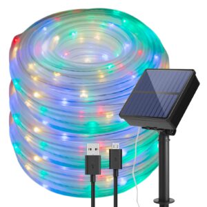 image 8 modes solar rope lights outdoor string lights 78.7 feet 20m waterproof 200led for indoor outdoor garden party patio lawn decor multi color