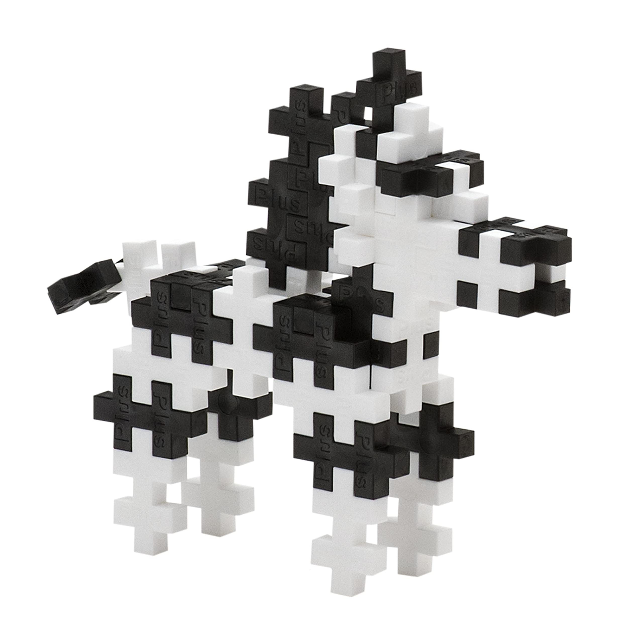 Plus Plus 3D Animal Figure Building Block Set, 70 Mini Interlocking Puzzle Pieces, Fun Stem Toys for Kids - Zebra Maker Tube