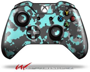 wraptorskinz decal style vinyl skin wrap compatible with xbox one original wireless controller wraptorcamo old school camouflage camo neon teal - (controller not included)