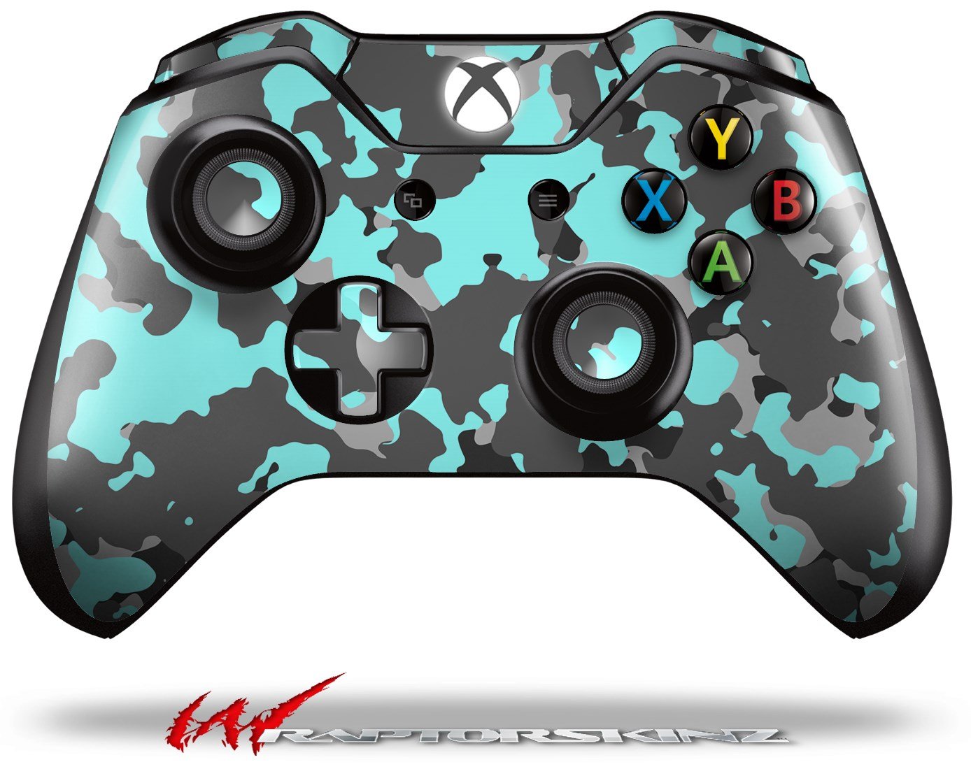 WraptorSkinz Decal Style Vinyl Skin Wrap compatible with XBOX One Original Wireless Controller WraptorCamo Old School Camouflage Camo Neon Teal - (CONTROLLER NOT INCLUDED)