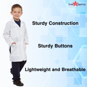 Dress Up America Lab Coat for Kids - Doctor's White Lab Coat Costume for Girls and Boys - 3/4 Length Lightweight Lab Coat