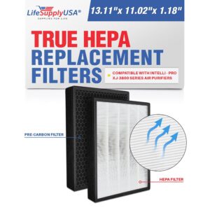 lifesupplyusa 2-in-1 true hepa air cleaner replacement filter + activated carbon charcoal for surround air intelli-pro xj-3800 series air cleaner