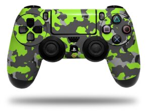 wraptorskinz skin compatible with sony ps4 dualshock controller playstation 4 original slim and pro wraptorcamo old school camouflage camo lime green (controller not included)