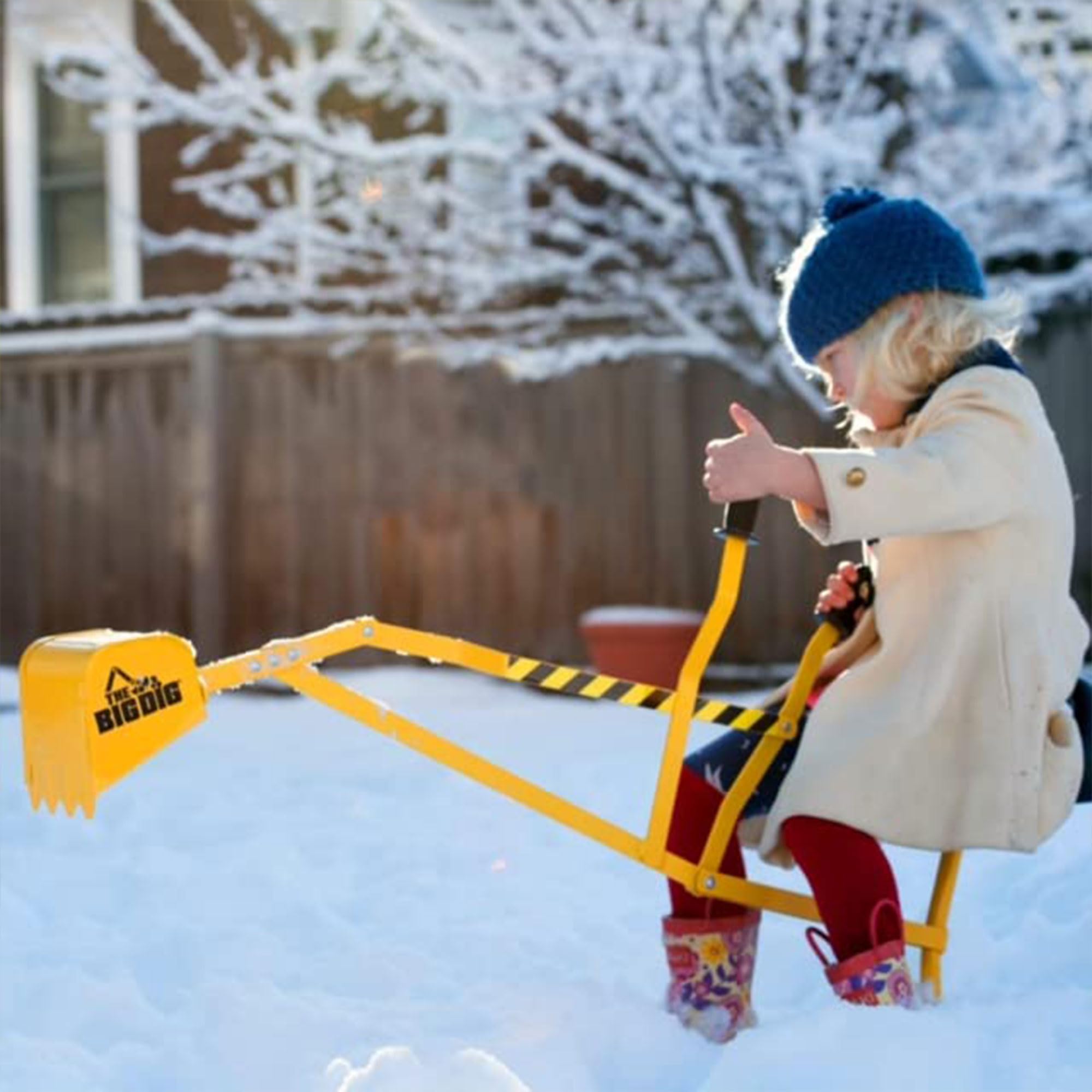 Big Dig Metal Rolling Sandbox Sand Digger Excavator Crane with 360 Degree Rotation Base for Children 3 Years Old and Up, Yellow