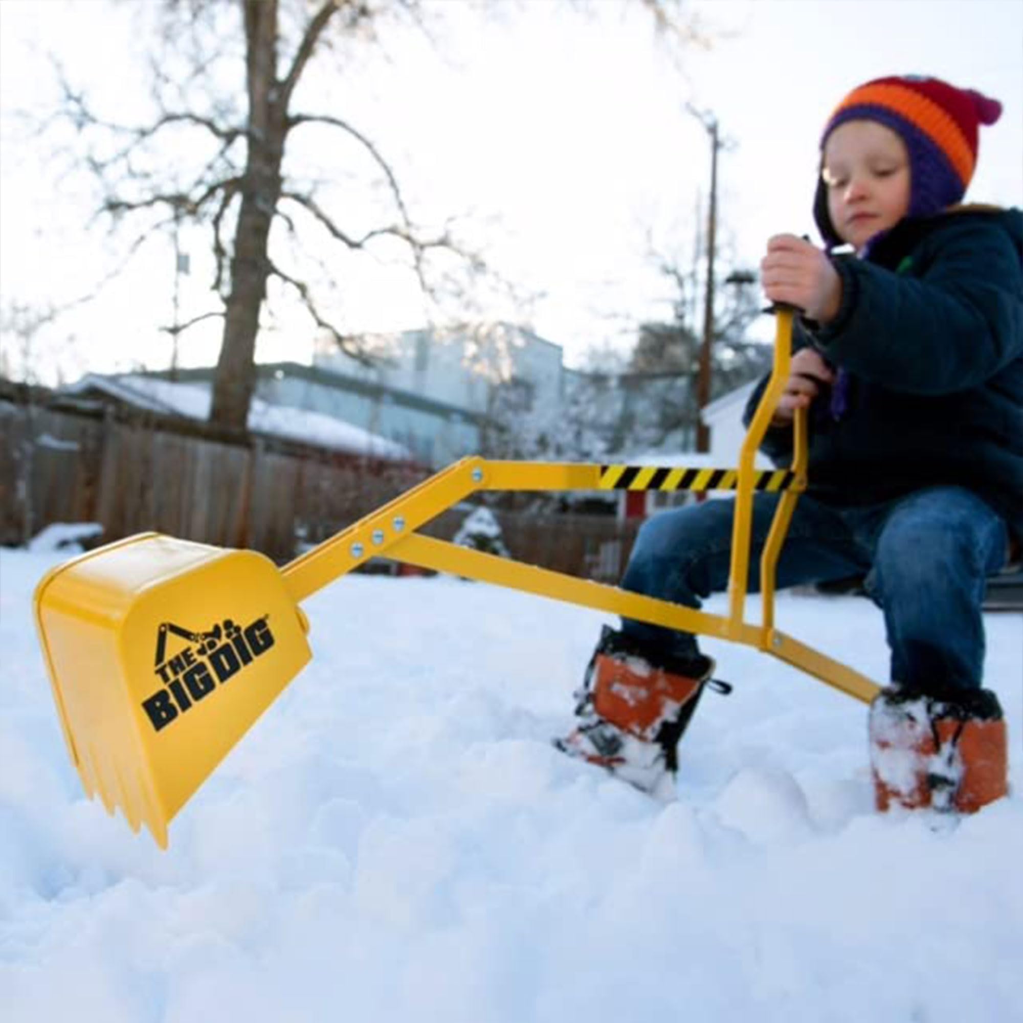 Big Dig Metal Rolling Sandbox Sand Digger Excavator Crane with 360 Degree Rotation Base for Children 3 Years Old and Up, Yellow