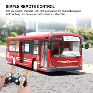 fisca RC Truck Remote Control Bus, 6 CH 2.4G Car Electronic Vehicles Opening Doors and Acceleration Function Toys for Kids with Sound and Light (Red)