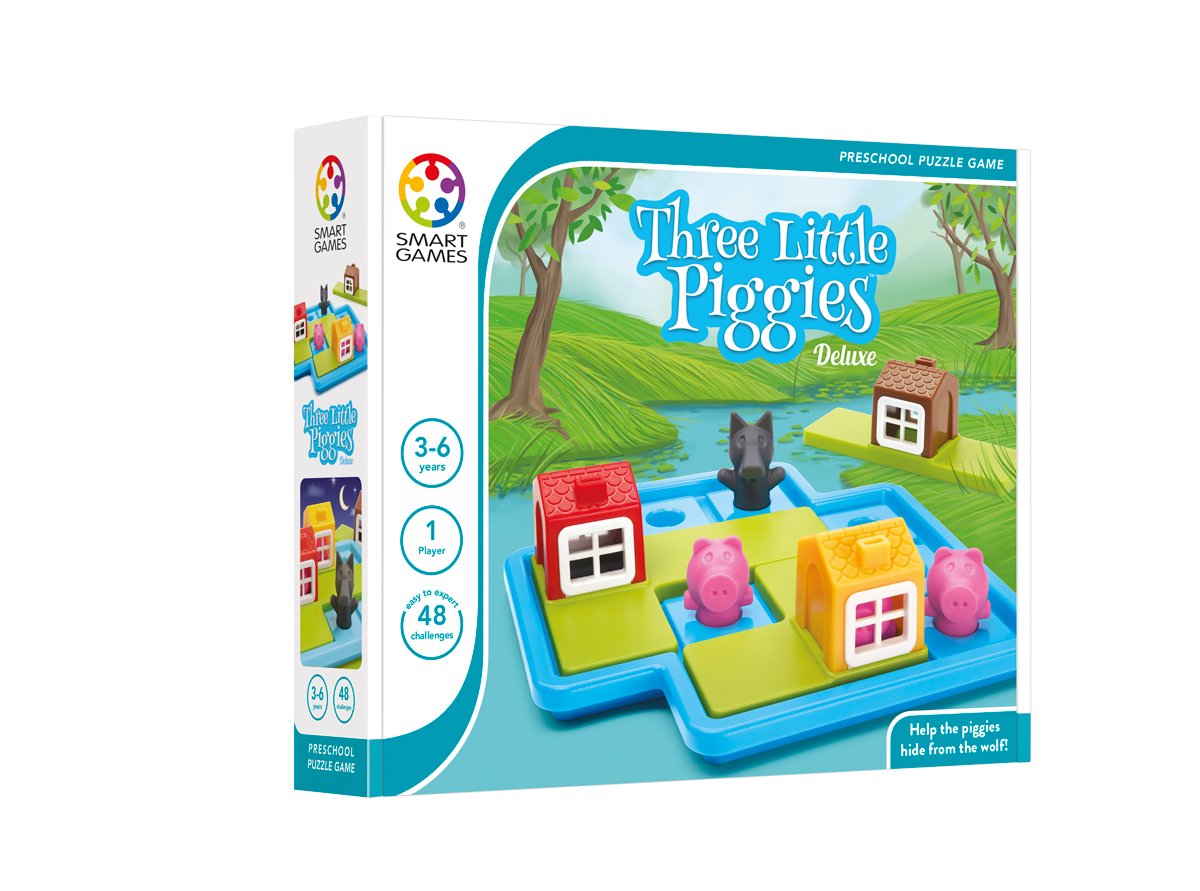 SmartGames Three Little Piggies - Deluxe Cognitive Skill-Building Puzzle Game featuring 48 Playful Challenges for Ages 3+