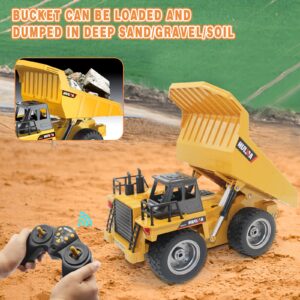 fisca Remote Control Dump Truck 2.4Ghz RC Truck 9 Channel 4WD Mine Construction Vehicle Toy with LED Light and Metal Cab for Kids Age 5 6 7 8 9 and Up Years Old