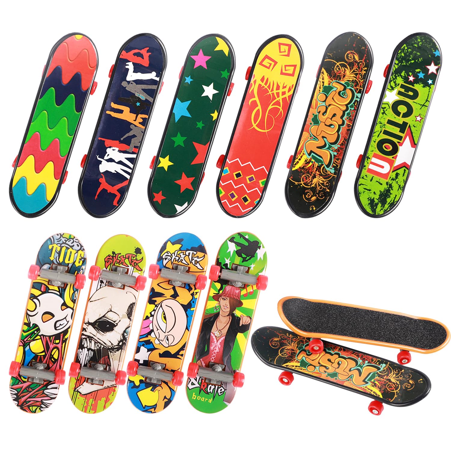 HEHALI 18pcs Finger Skateboards for Kids Mini Fingerboards Finger Toys Hand Skateboard Party Favors, Birthday Creative Gifts (12 Normal + 6 Matte)