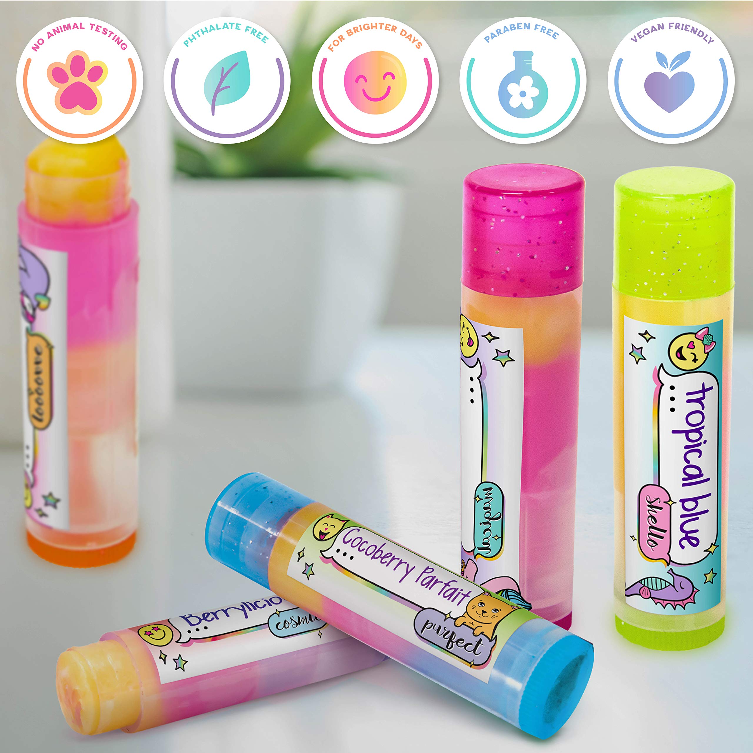 Just My Style Layered Lip Balm by Horizon Group USA, DIY 5 Shimmering Lip Balms, Mix Fruity Flavors To Make Your Own Unique Lip Balm. Strawberry, Tropical Fruit & Very Berry