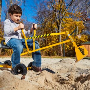 Big Dig Metal Rolling Sandbox Sand Digger Excavator Crane with 360 Degree Rotation Base for Children 3 Years Old and Up, Yellow