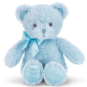 bearington blue teddy bear plush, 12 inch blue stuffed animal