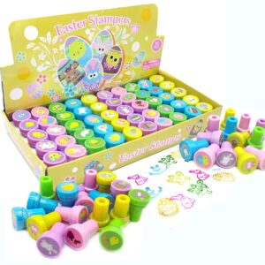 TINYMILLS 50 Pcs Easter Assorted Stampers for Kids Easter Egg Fillers Easter Basket Stuffers Classroom Rewards Church Easter Egg Hunt VBS Sunday School Rewards