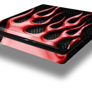 Vinyl Decal Skin Wrap compatible with Sony PlayStation 4 Slim Console Metal Flames Red (PS4 NOT INCLUDED)