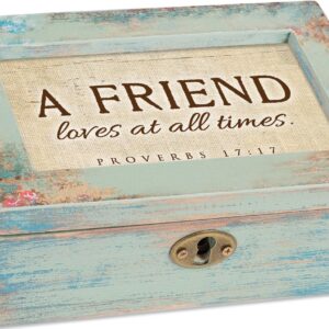 Cottage Garden A Friend Loves at All Times Distressed Wood Jewelry Music Box Plays Tune We Have a Friend in Jesus