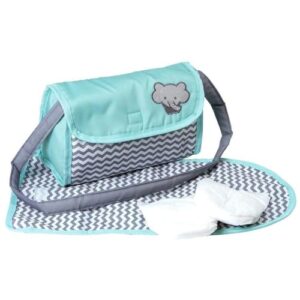 adora baby doll diaper bag with sturdy straps, includes changing mat and 2 doll diapers (fits 13" dolls), birthday gift for ages 3+ - zig zag print