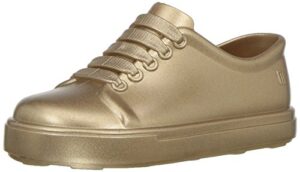 mini melissa baby-girl's mini be sneaker, gold glitter, 5 regular us toddler