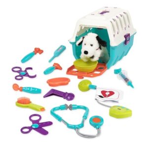 battat - veterinarian toy set with plush dalmatian puppy & carrier - complete 15-piece kids pretend play medical kit with stethoscope & tools - educational toddlertoys for ages 2-4 years