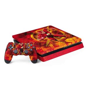 skinit decal gaming skin compatible with ps4 slim bundle - officially licensed warner bros ripped flash design