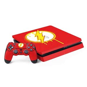 skinit decal gaming skin compatible with ps4 slim bundle - officially licensed warner bros flash emblem drip design