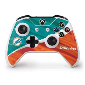 skinit decal gaming skin compatible with xbox one s controller - officially licensed nfl miami dolphins design