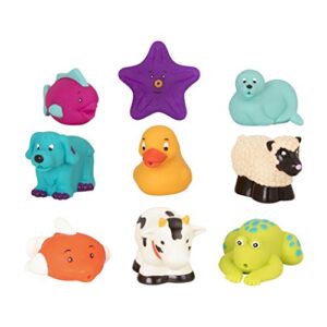 battat – assorted bath toys – 9pcs animal squirters – water squirt toys – bath & pool – 10 months+ – bath buddies (9pcs)