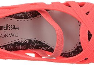 Mini Melissa Kids' Mini Jean + Jason Wu Ballet Flat, Neon Orange, 5 Regular US Toddler