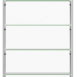 Displays2go Retail Display Cabinets with Glass Shelving, LED Light, MDF Laminate & Aluminum – Silver (LESC10478S)