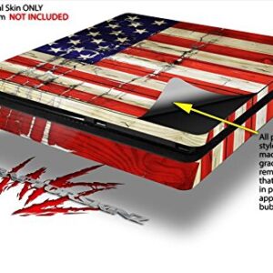 Vinyl Decal Skin Wrap compatible with Sony PlayStation 4 Slim Console Painted Faded and Cracked USA American Flag (PS4 NOT INCLUDED)