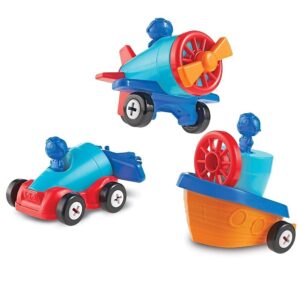 learning resources 1-2-3 build it! car, boat, plane, 15 pieces