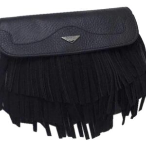 JENTOU Women's Kristin Full-Grain Leather Fringe Crossbody Purse JEN89287-BLACK