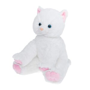 Cuddly Soft 16 Inch Stuffed Happy White Cat - we Stuff 'Em...You Love 'Em