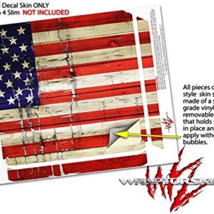 Vinyl Decal Skin Wrap compatible with Sony PlayStation 4 Slim Console Painted Faded and Cracked USA American Flag (PS4 NOT INCLUDED)